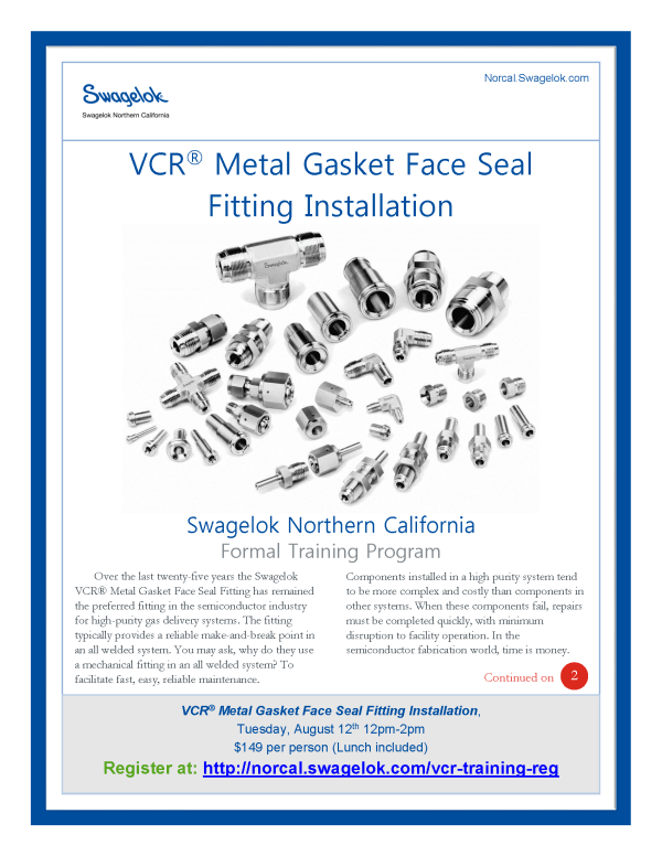 Coming Soon: Swagelok® VCR Face Seal Fitting Installation Training