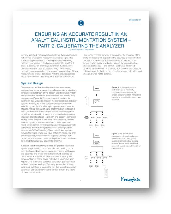 Swagelok Sampling Systems Advice - Calibrating the Analyzer