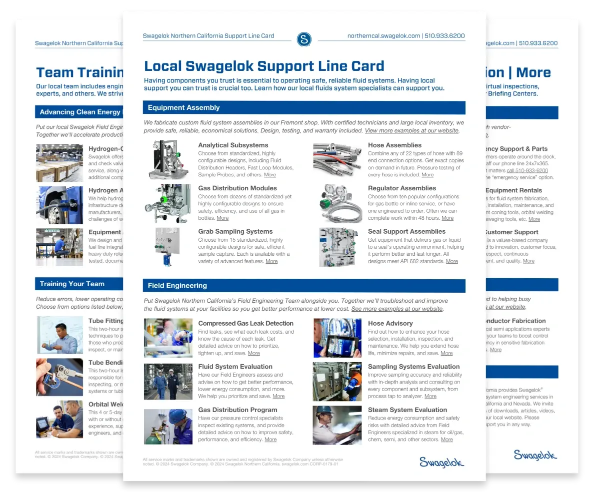 Swagelok Support, Events, Engineering Services | California, Nevada